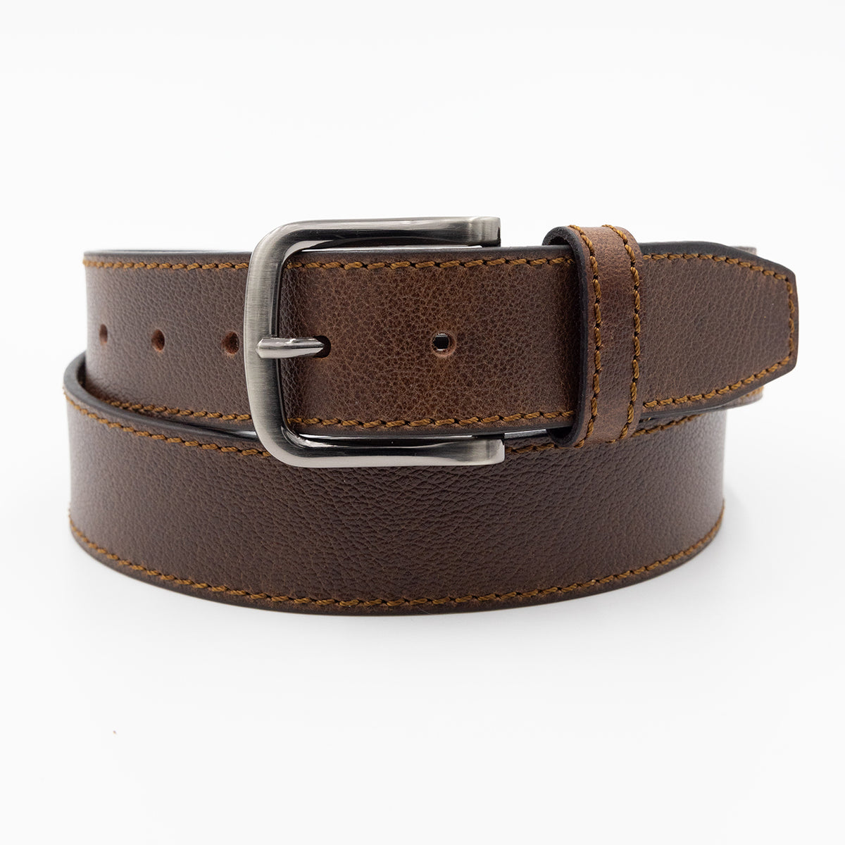 Textured Leather Belt - Cognac/Nickel | DEVIL-DOG® – DEVIL-DOG Dungarees