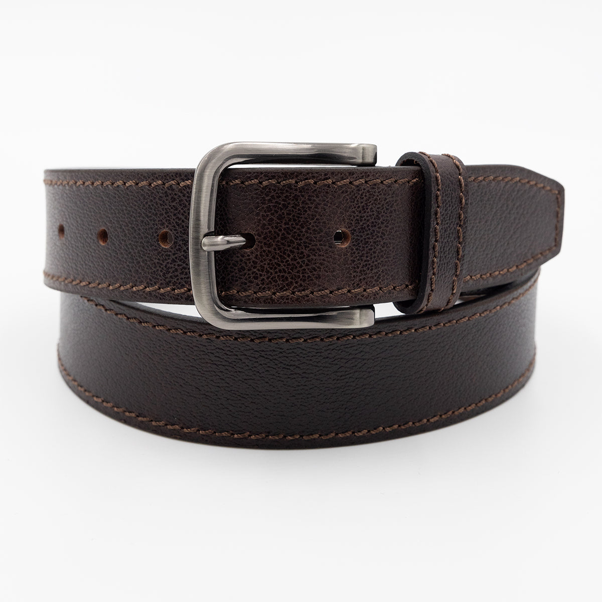 Textured Leather Belt - Brown/Nickel | DEVIL-DOG® – DEVIL-DOG Dungarees