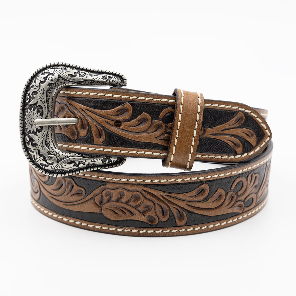 Tooled Leather Belt-Brown/Western buckle – DEVIL-DOG Dungarees