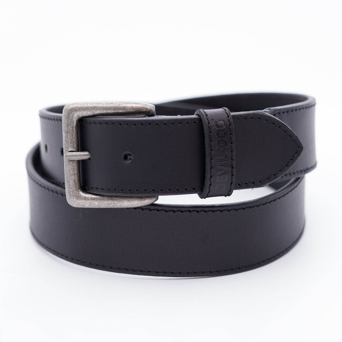Leather Stretch Belt Black/Antique Nickel | DEVIL-DOG® – DEVIL-DOG ...