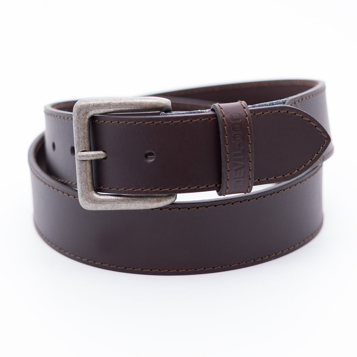 Leather Belt with Stretch insert-Brown/Antique Nickel buckle – DEVIL ...