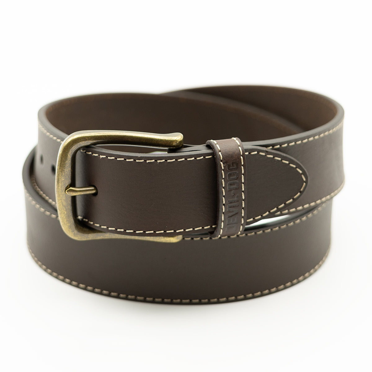 Leather Belt - Brown/Brass Buckle | DEVIL-DOG® – DEVIL-DOG Dungarees